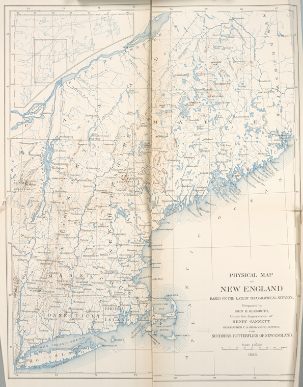 Physical Map of New England. - NYPL Digital Collections