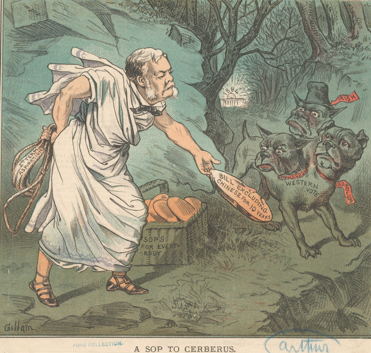 [A sop to cerberus - cartoon on Arthur.] - NYPL Digital Collections