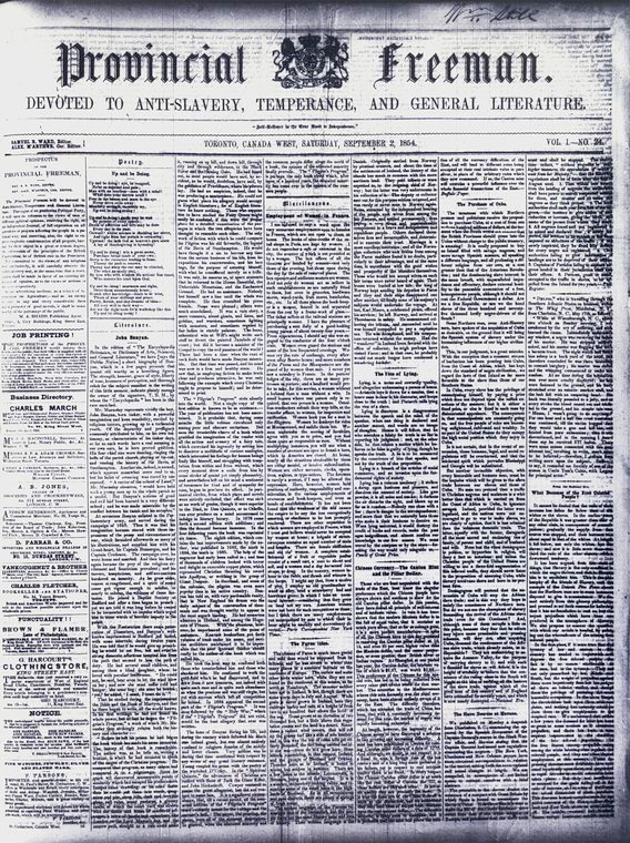 Front page of Provincial Freeman - NYPL Digital Collections