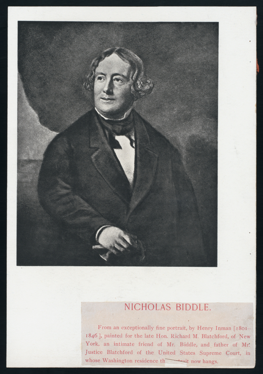 Nicholas Biddle, from an exceptionally fine portrait, by Henry Inman ...