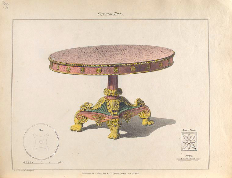 Circular table. - NYPL Digital Collections