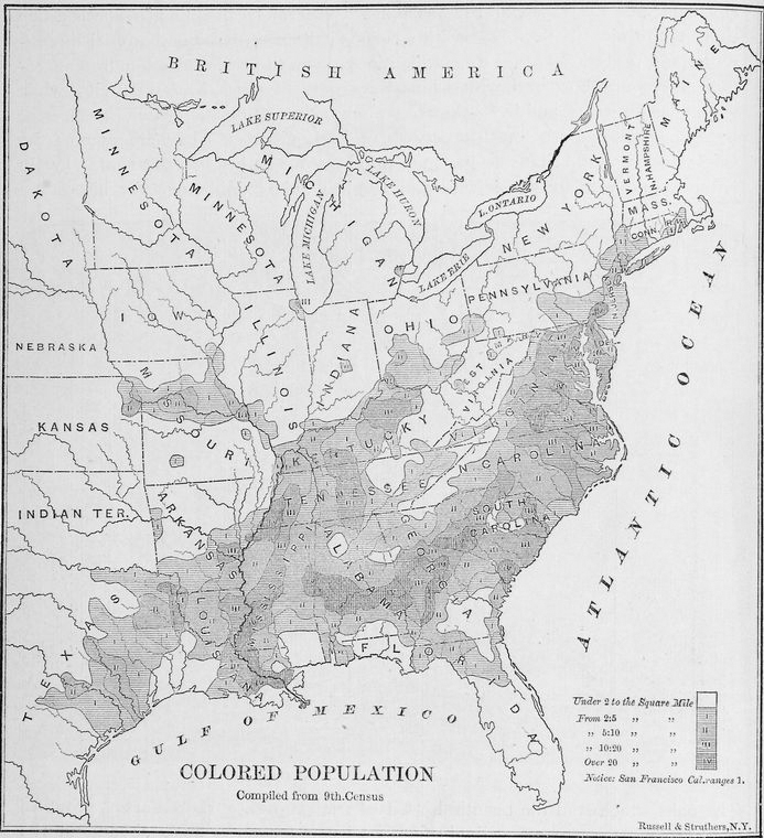 Map showing the distribution of the Colored population of the United ...