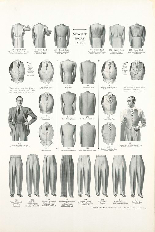 Styles for backs, vests and trousers. - NYPL Digital Collections