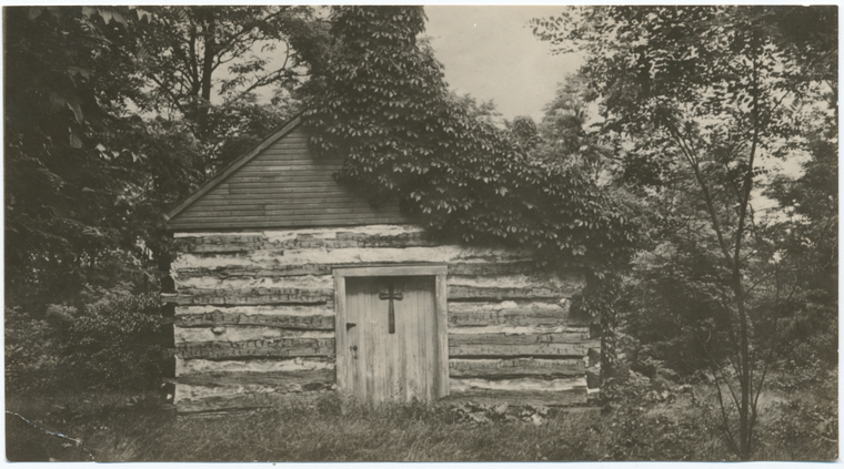 Vine covered log cabin (church?). - NYPL Digital Collections