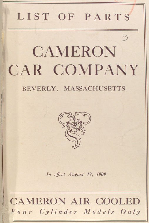 List of parts; Cameron air cooled, four cylinder models only [Front ...