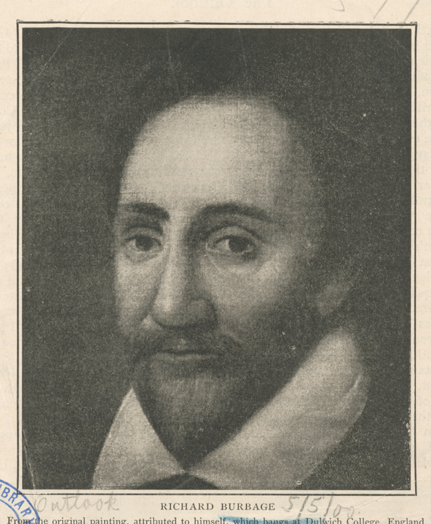 Richard Burbage. From the original painting, attributed to himself ...
