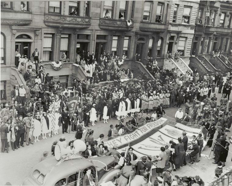 Fundraising Harlem patriotic rally on W. 119th Street - NYPL Digital ...