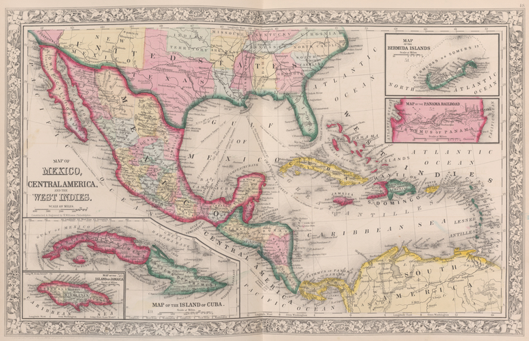Map of Mexico, Central America, and the West Indies ; Map of the Island ...