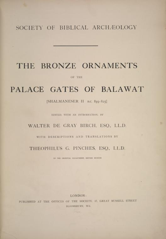 The bronze ornaments of the palace gates of Balawat (Shalmaneser II, B ...
