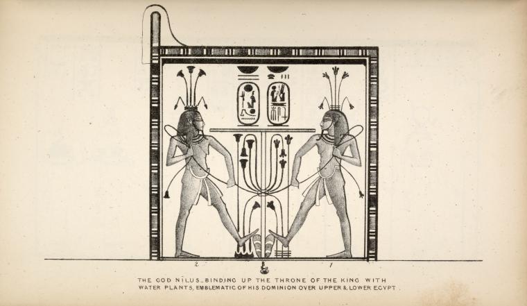 Pantheon. The god Nilus binding up the throne of the king with water ...