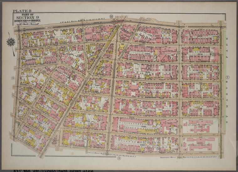 Plate 8, Part of Section 9, Borough of the Bronx. [Bounded by E. 149th ...