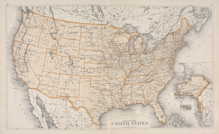 Map of the United States - NYPL Digital Collections