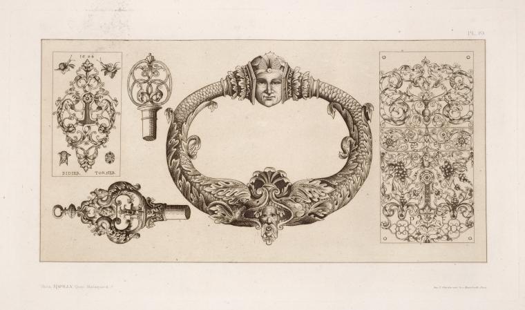 Designs for door-knocker and key handles. - NYPL Digital Collections