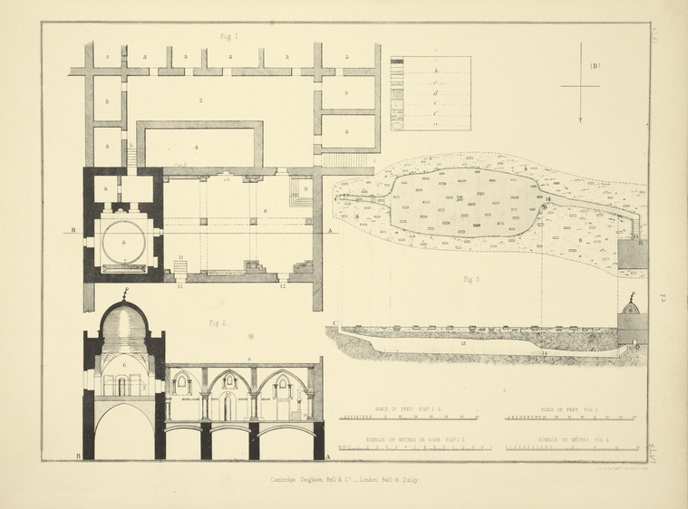 Plan and section of the Coenaculum; the so-called Tomb of David; and of ...