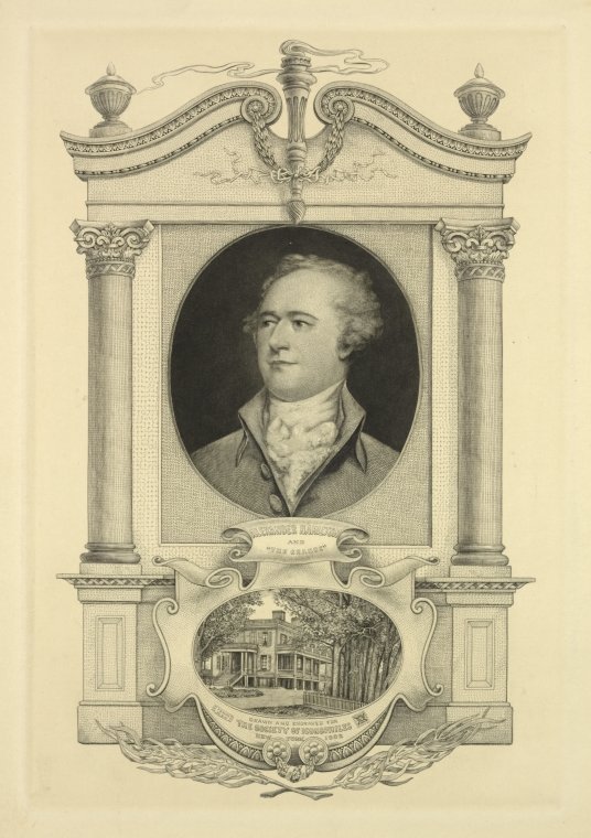 Portrait of Alexander Hamilton and a view of the "Grange" - NYPL ...
