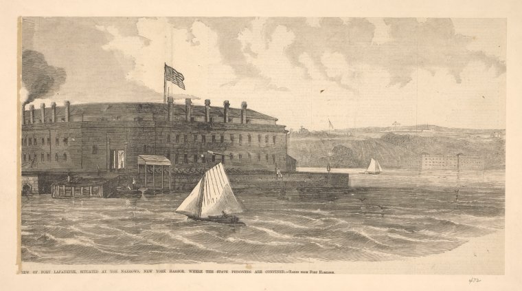 View of Fort Lafayette, situated at the Narrows, New York Harbor, where ...