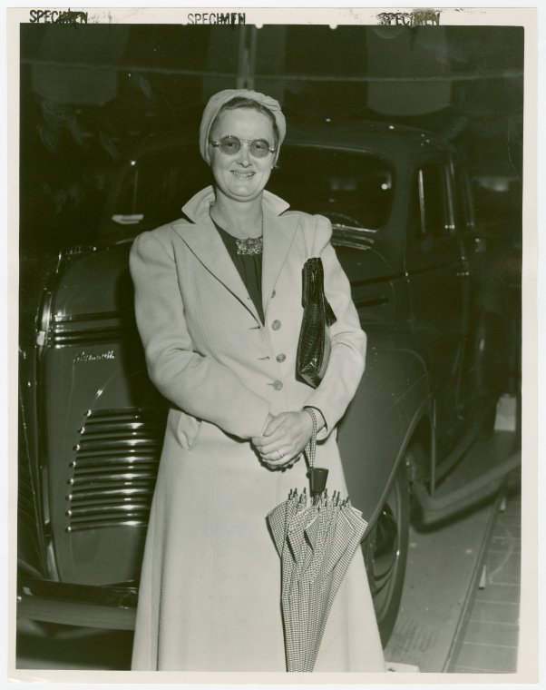 Contests - Golden Key - Winner with car - NYPL Digital Collections