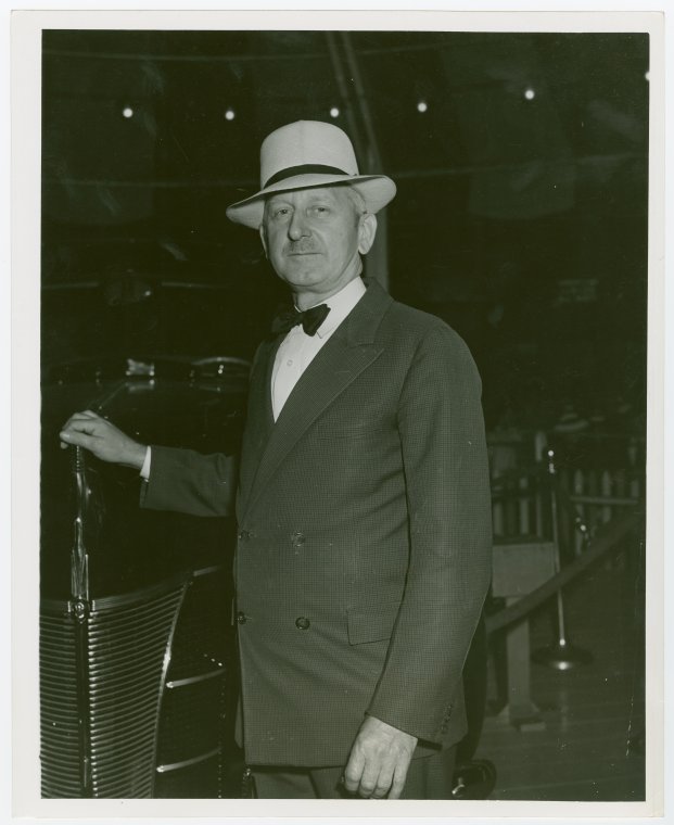 Contests - Golden Key - Winner with car - NYPL Digital Collections