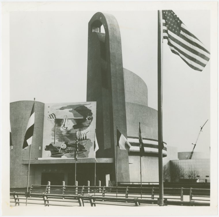 Remington Rand Exhibit - Building exterior - NYPL Digital Collections