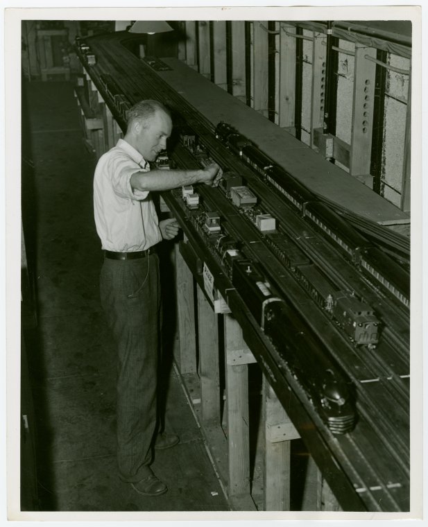 Trains - Miniature - Man preparing miniature trains - NYPL Digital ...