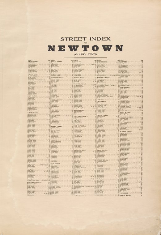 Street Index for Newtown (Ward Two) - NYPL Digital Collections
