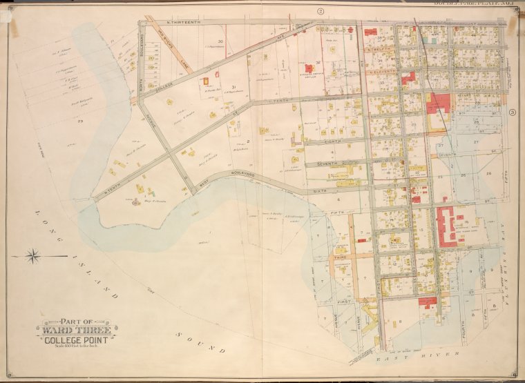 Queens, Vol. 3, Double Page Plate No. 1; Part of ward Three College ...