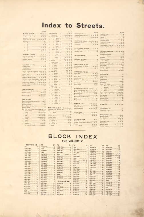 Index to Streets and Block Index. [Front] - NYPL Digital Collections