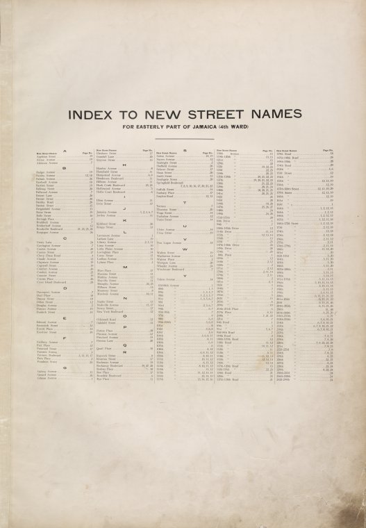 Index to New Street names for Easterly part of Jamaica (4th Ward ...