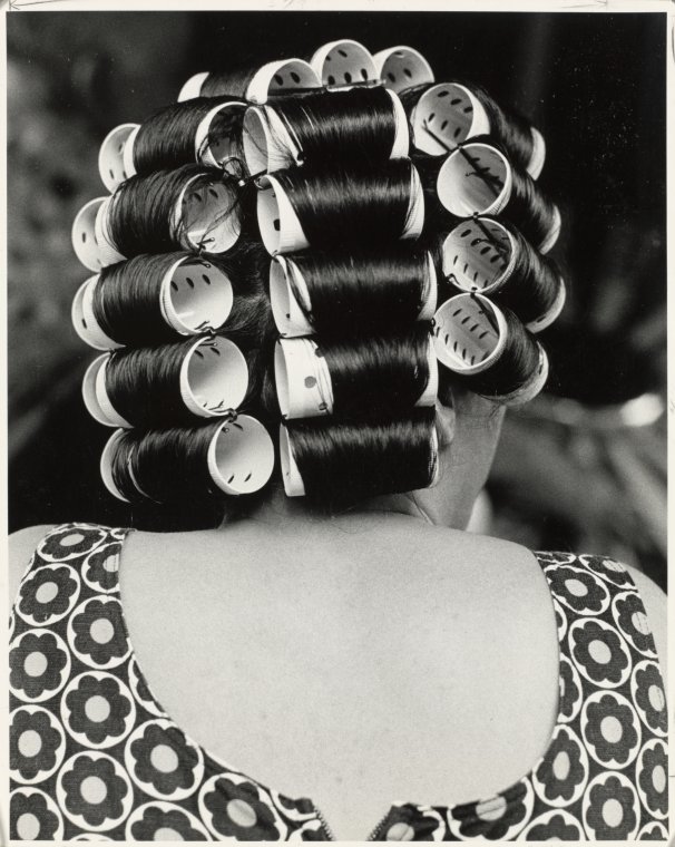 Woman in curlers, East Harlem, NYC - NYPL Digital Collections
