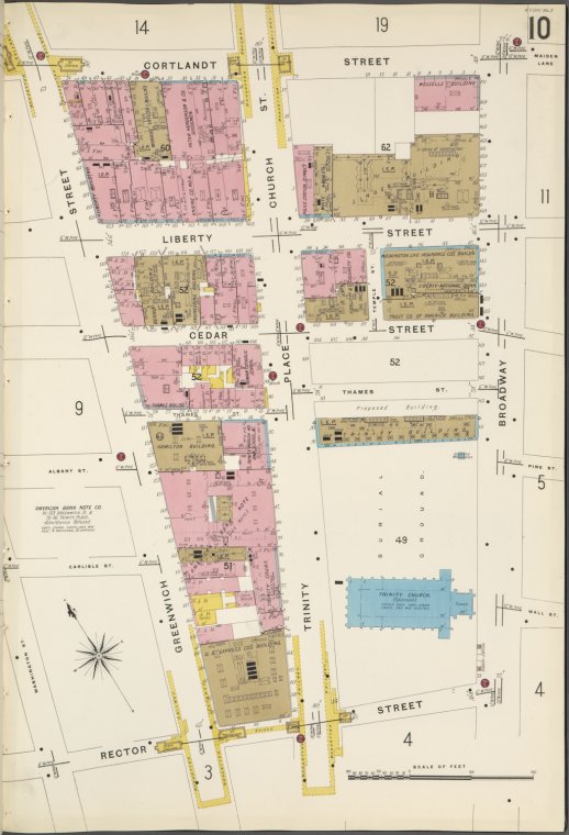 Manhattan, V. 1, Plate No. 10 [Map bounded by Cortlandt St., Broadway ...