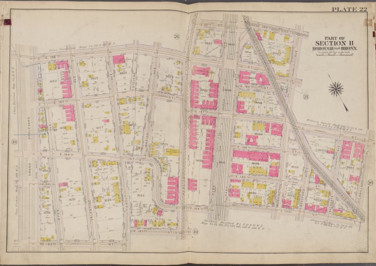 Plate 22 [Map bounded by E. 188th St., E. 189th St., Lorillard Pl., E ...