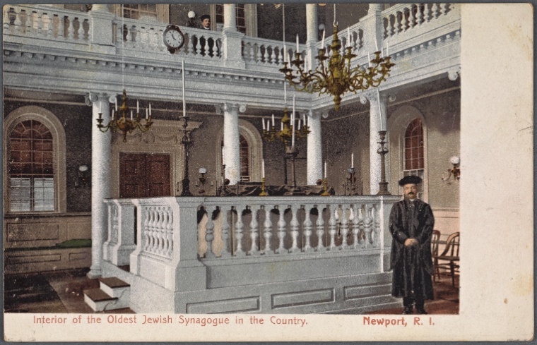 Interior of the oldest Jewish synagogue in the country - NYPL Digital ...