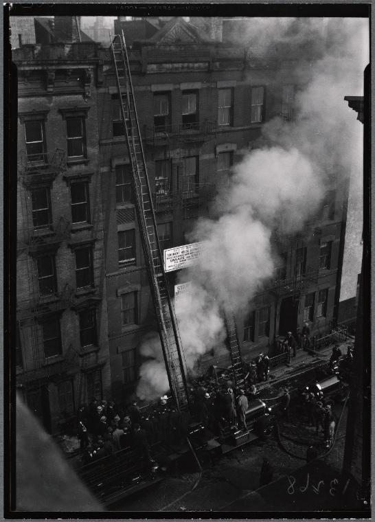 Fire in "unsafe" tenement - NYPL Digital Collections