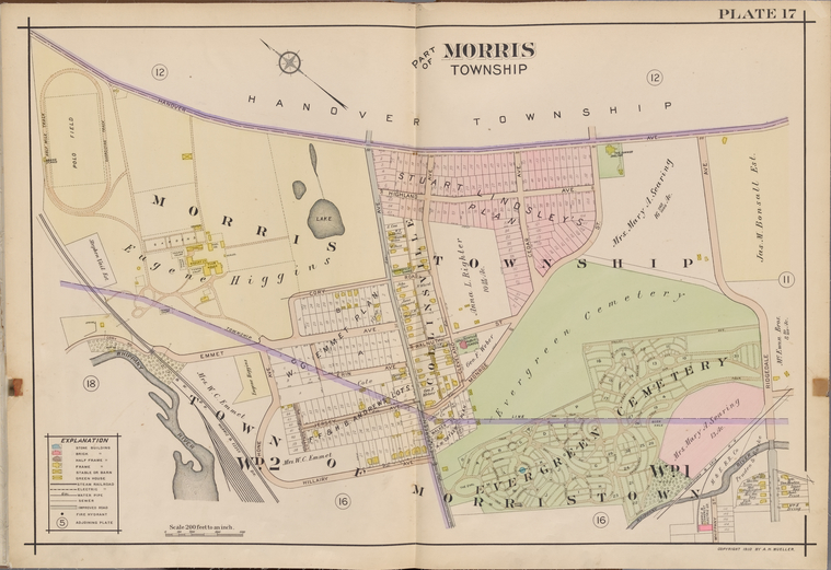 Morris County, Double Page Plate No. 17 [Map bounded by Hanover Ave ...