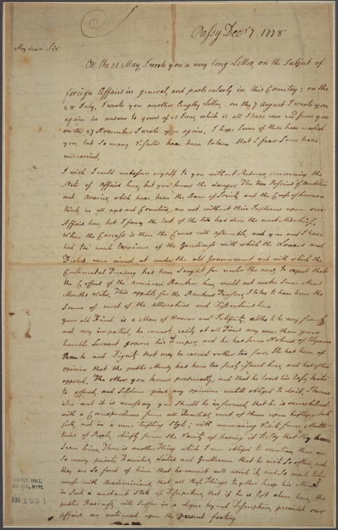 Letter to Samuel Adams - NYPL Digital Collections