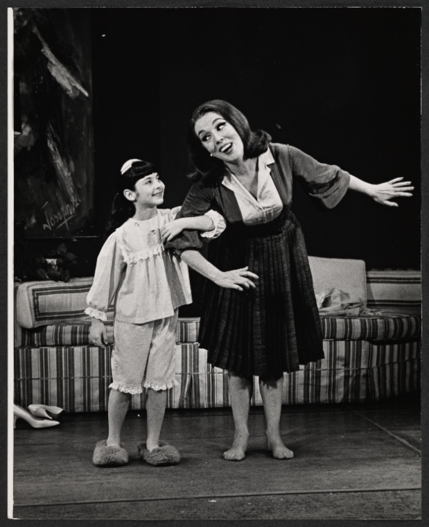 Diane Higgins and Lisa Kirk in the touring stage production Here's Love ...