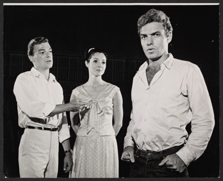John Stewart, Kathryn Hays, and Sean Garrison in rehearsal for the ...