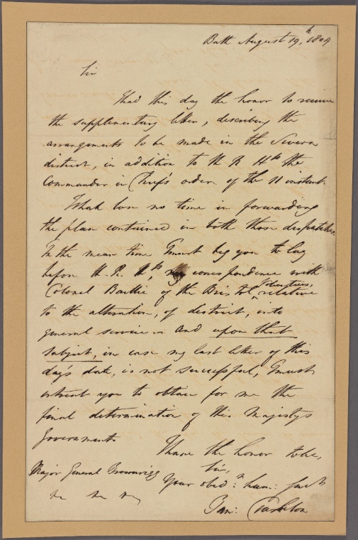 Letter to Gen. [Robert] Brownrigg - NYPL Digital Collections