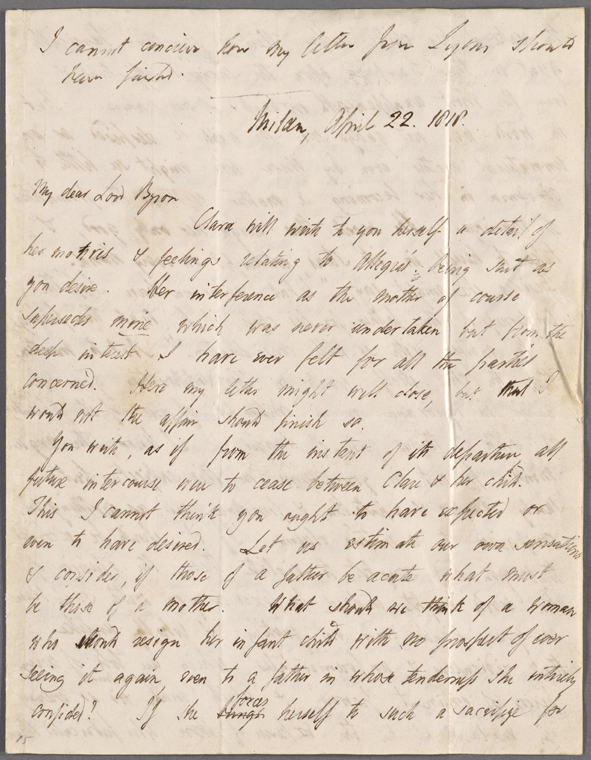 Autograph letter signed to Lord Byron, 22 April 1818 - NYPL Digital ...