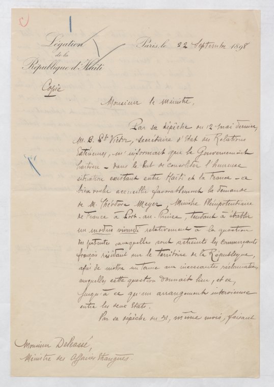 Correspondence between François Manigat & Theophile Delcassé - NYPL ...