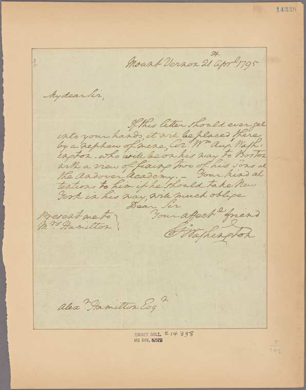 Letter to Alexander Hamilton, New York - NYPL Digital Collections