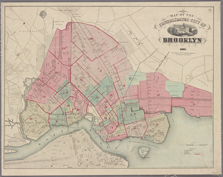Map of the consolidated city of Brooklyn - NYPL Digital Collections
