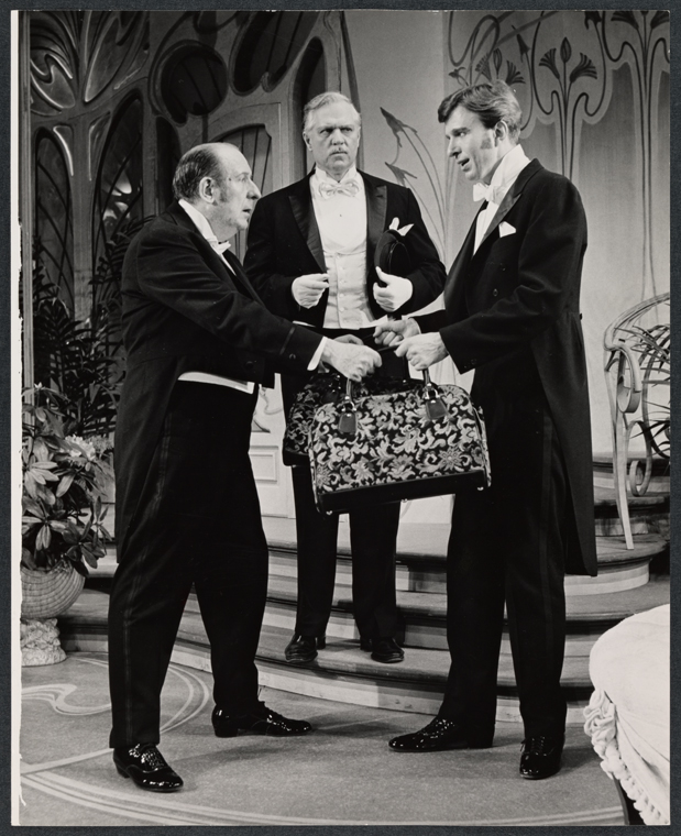 Paul Ford [left], Joe Ponazecki [right] and unidentified in the stage ...