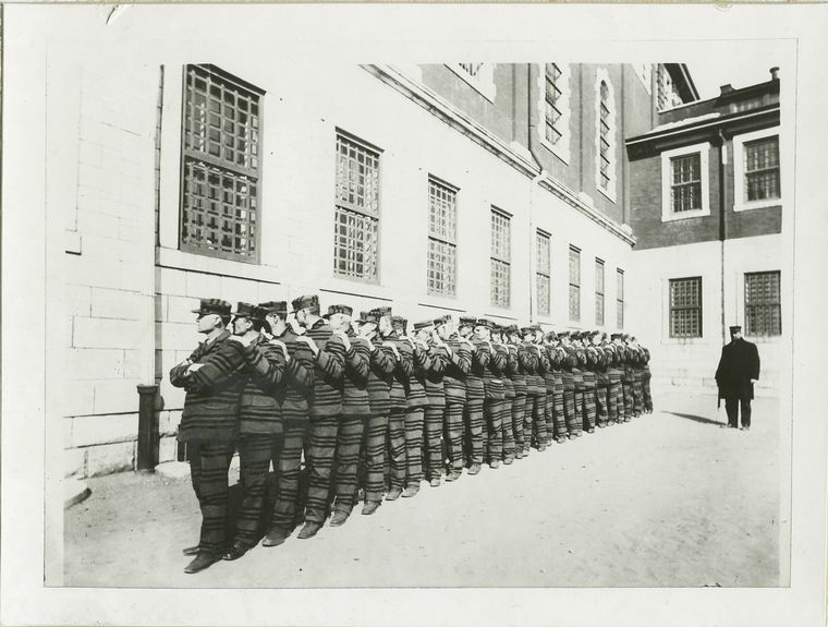 Line of prisoners at Sing Sing Prison. - NYPL Digital Collections