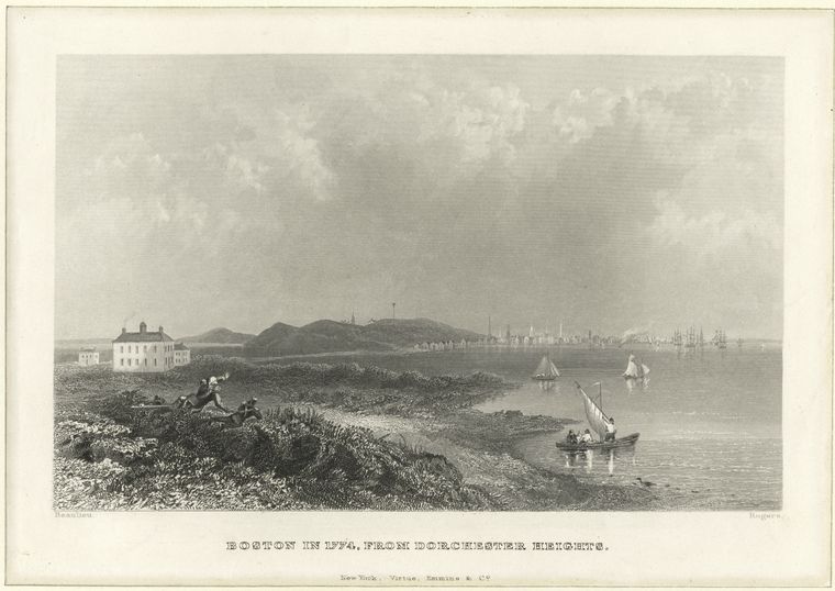 Boston in 1774, from Dorchester Heights. - NYPL Digital Collections