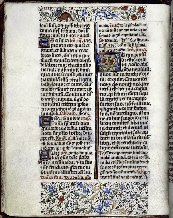 Initials, border with grotesque - NYPL Digital Collections