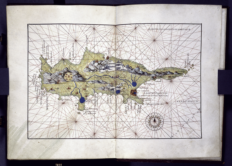 Land map of Cyprus in the portolan style - NYPL Digital Collections
