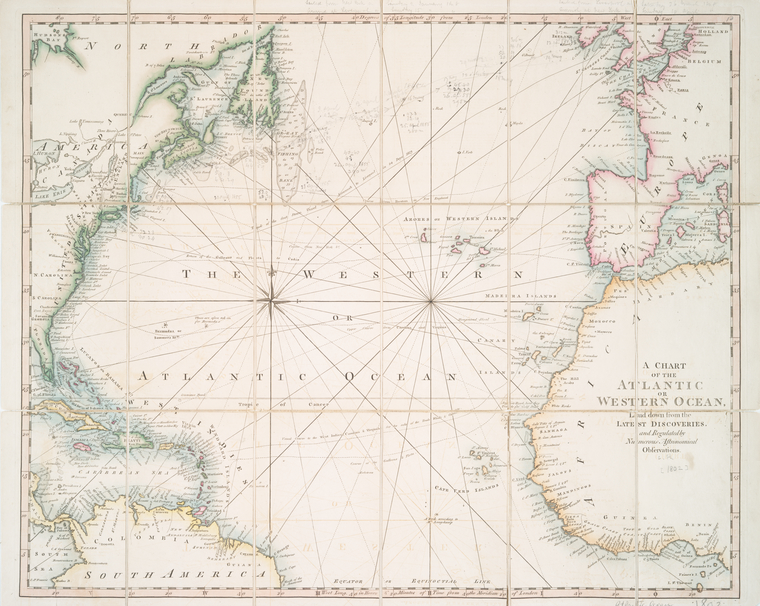 A chart of the Atlantic or Western Ocean : laid down from the latest ...