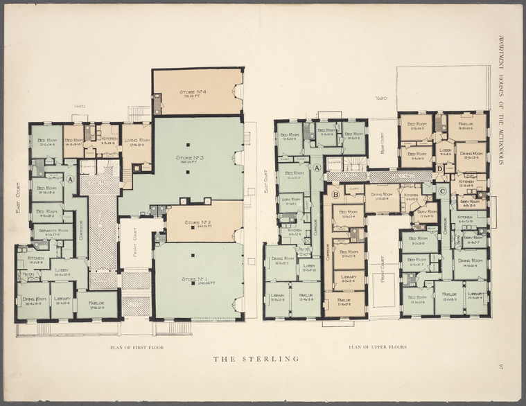 The Sterling. Plan of first floor; Plan of upper floors. - NYPL Digital ...