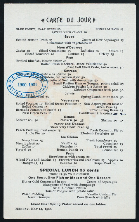 LUNCH] [held by] JOHN WANAMAKER [at] "BROADWAY & 10TH STREET, NEW YORK ...